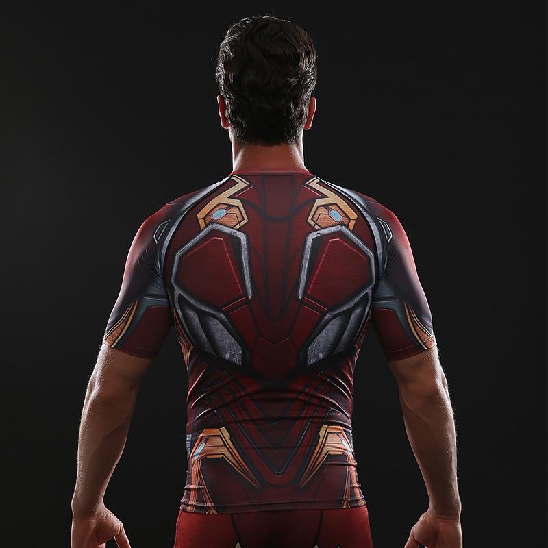 Red Avengers 3 IRON MAN Short Sleeve Compression Shirt – ME SUPERHERO