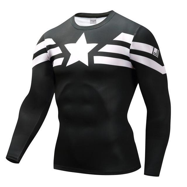 CAPTAIN AMERICA Compression Long Sleeve Shirt for Men – ME SUPERHERO
