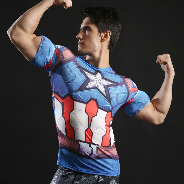 Captain America Short Sleeve Compression Shirt Me Superhero